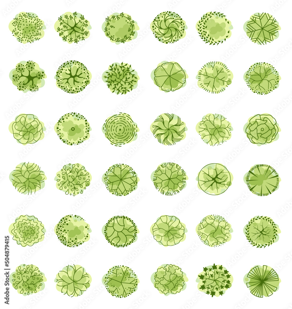 Tree for architectural floor plans. Entourage design. Various trees ...