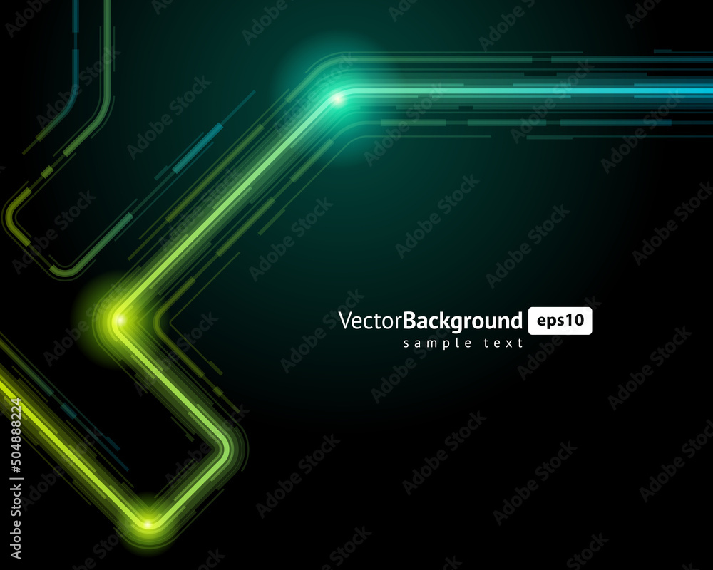 Bright Illuminated Hi Tech Circuit Electronic Structure Cyber Connection Dark Background