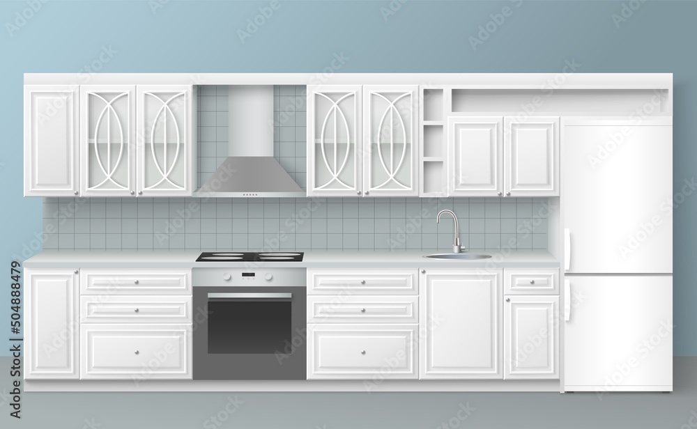 Kitchen design interior vector cook room project Stock Vector | Adobe Stock