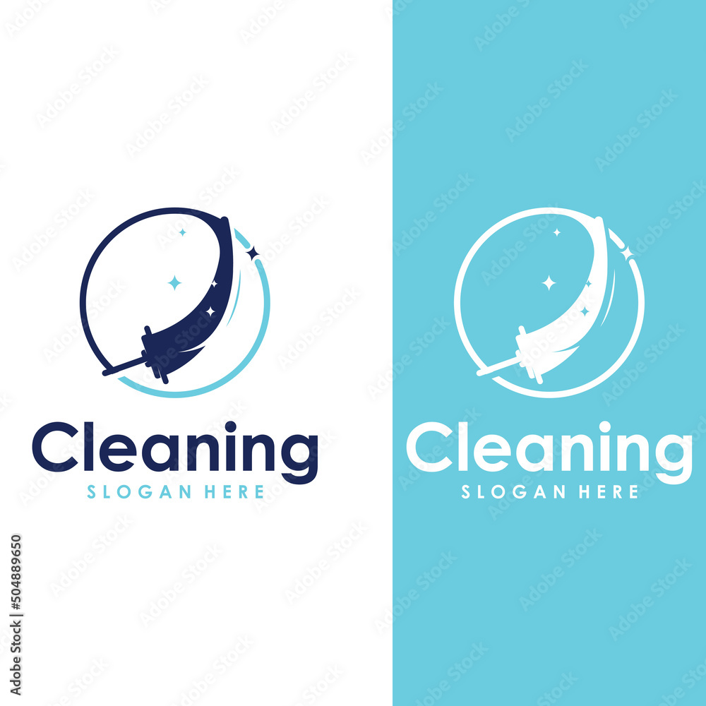 Cleaning logo, cleaning protection logo and house cleaning logo.With a ...