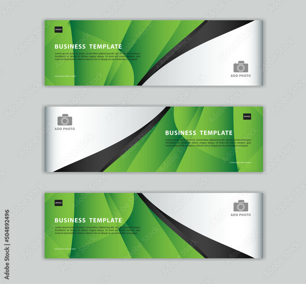 Green banner template vector illustration, Geometric banner design ...