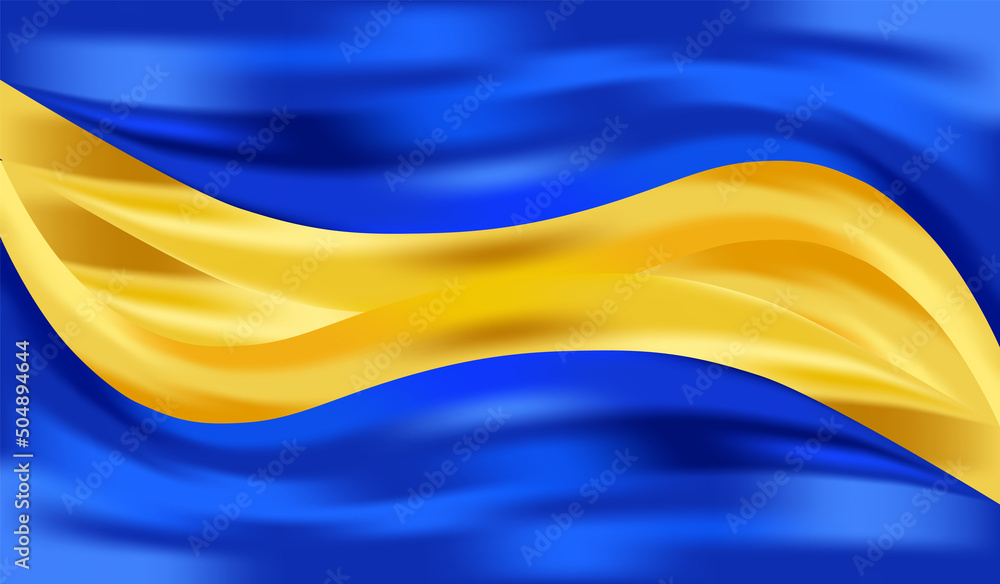 Abstract modern fluid glitter golden yellow and blue shiny waves ...