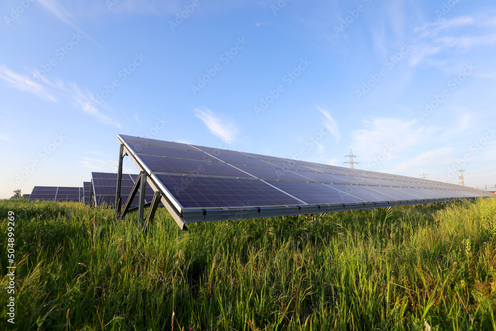 Solar panels field in a solar energy power plant used to produce ...