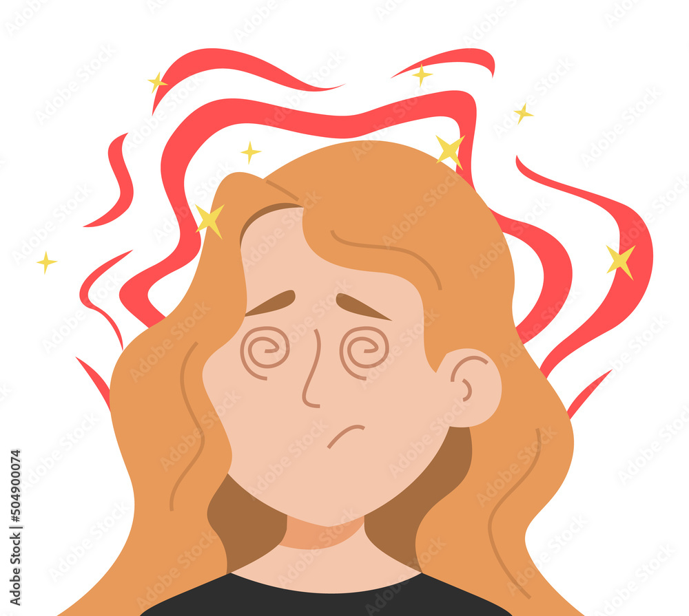 Woman feel aura before migraine vector isolated. Migraine prodrome ...