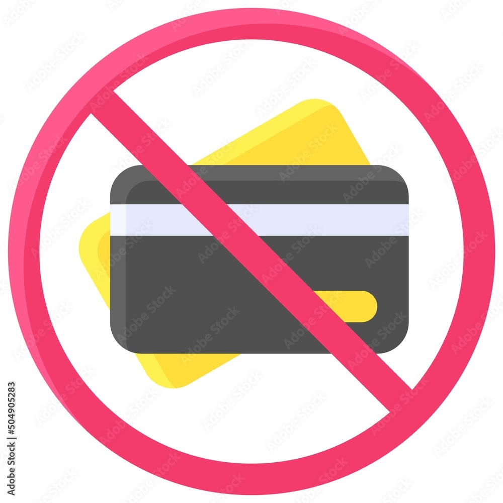 No credit card accepted icon, prohibition sign vector illustration ...