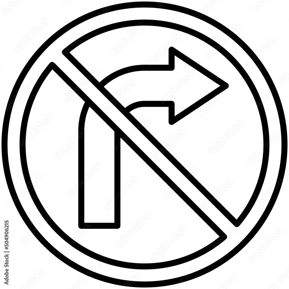 No right turn icon, prohibition sign vector illustration Stock Vector ...