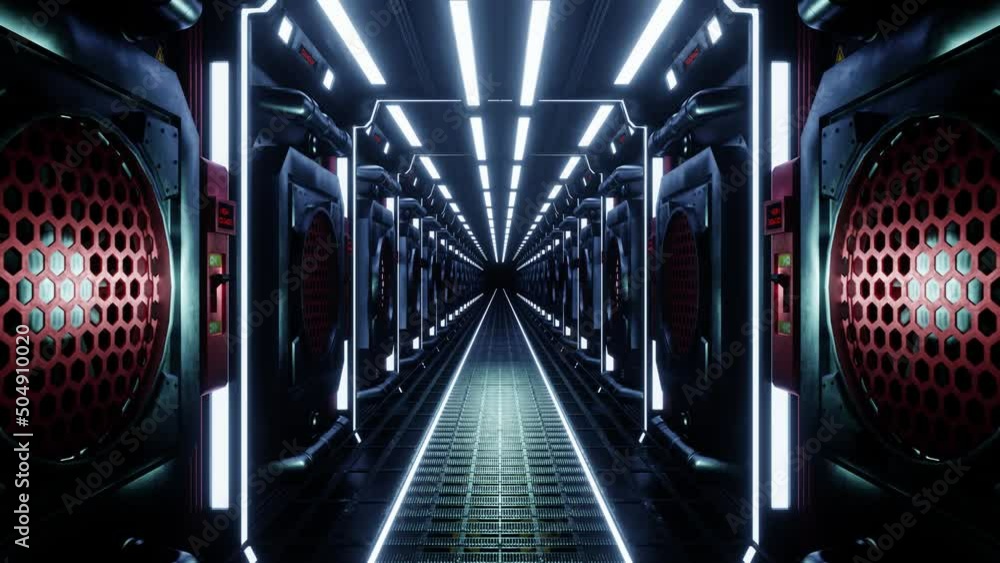 4K Video loop Animation. Moving forward on a futuristic corridor. Stock ...