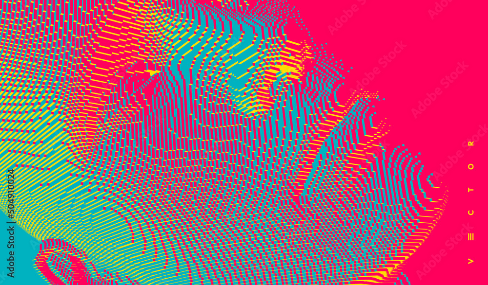 Abstract digital human head constructing from cubes. Minimalistic ...