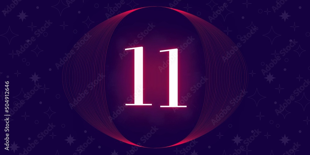 Number 11. Banner with the number eleven on a blue background and blue ...