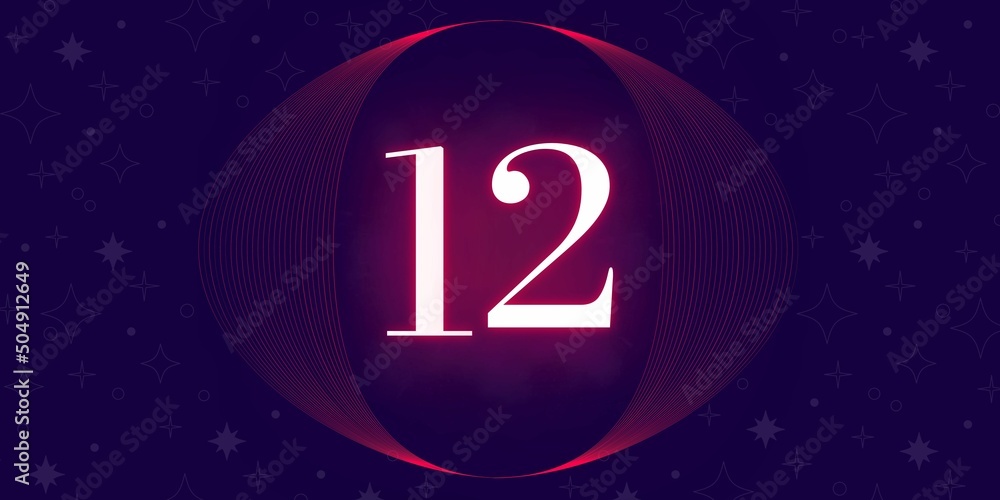Number 12. Banner with the number twelve on a blue background and blue ...