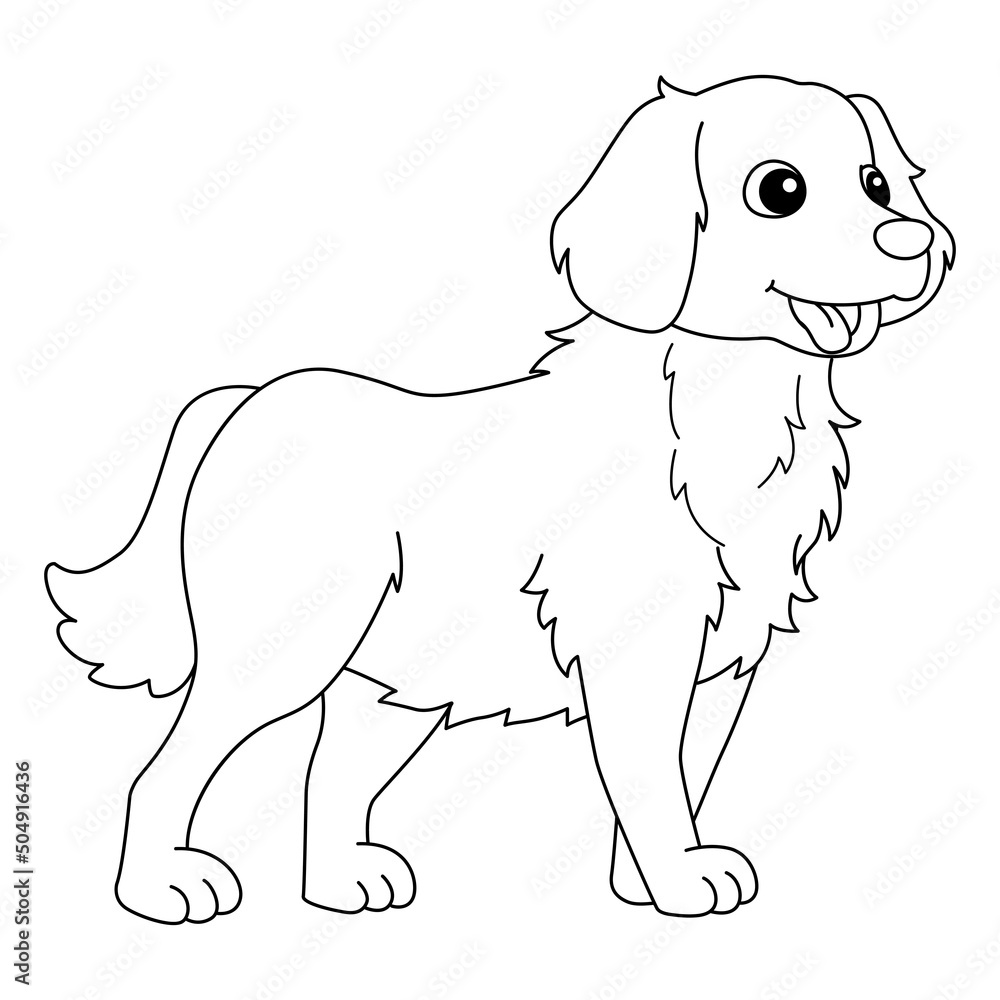 Golden Retriever Dog Coloring Page for Kids Stock Vector | Adobe Stock