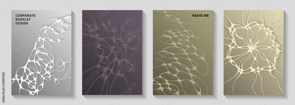 Chic disco party flyers. Smooth curve lines meshwork backdrops. Vivid ...