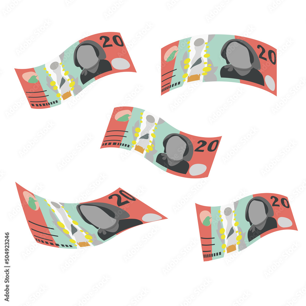 Australian Dollar Vector Illustration. Australia money set bundle ...
