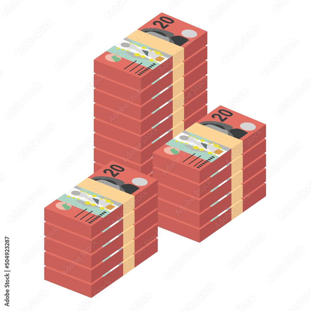 Australian Dollar Vector Illustration. Australia money set bundle ...