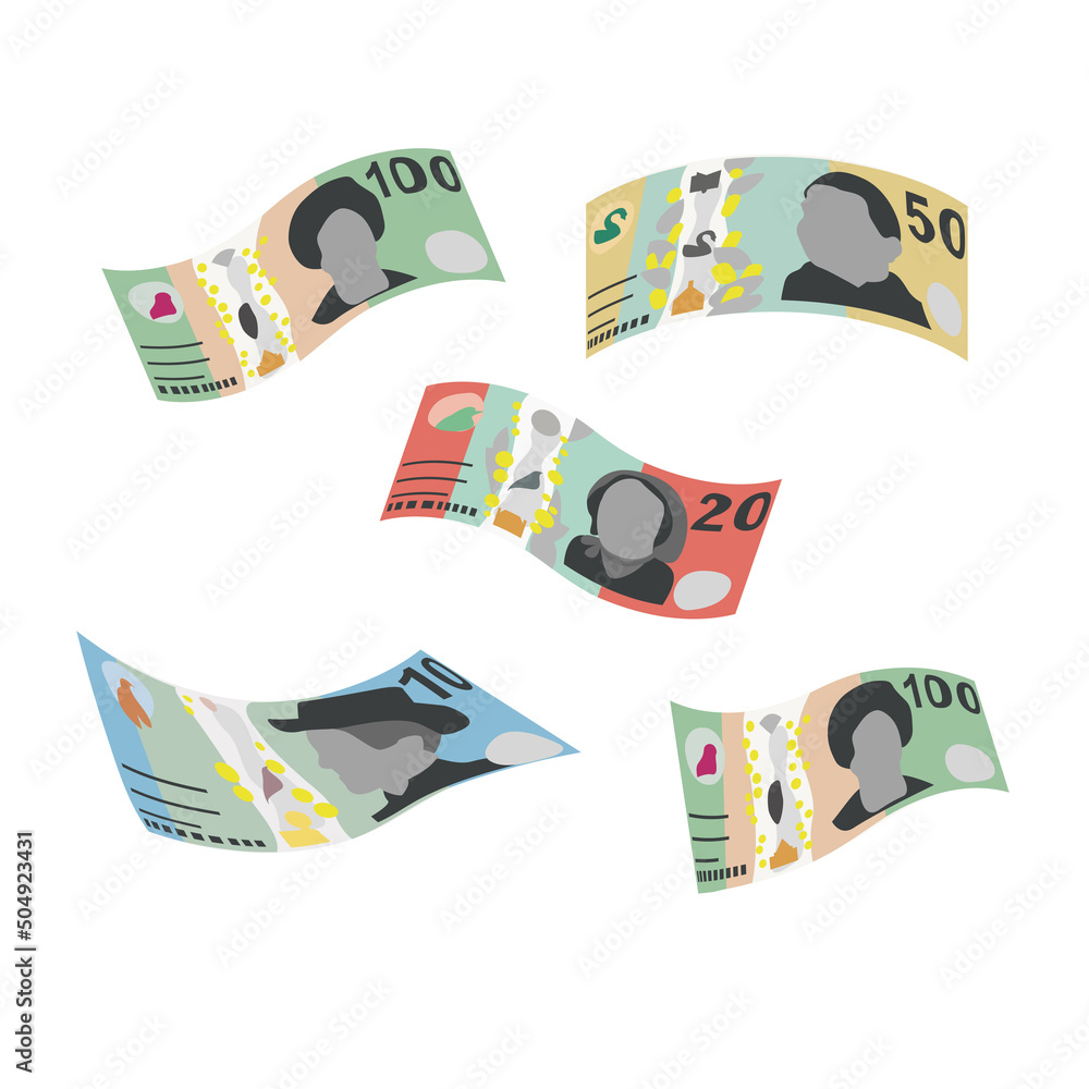 Australian Dollar Vector Illustration. Australia money set bundle ...