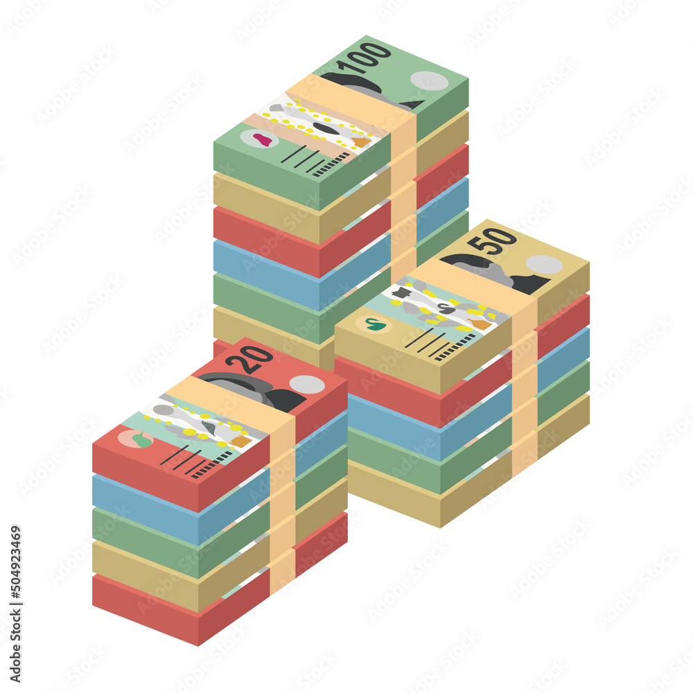 Australian Dollar Vector Illustration. Australia money set bundle ...