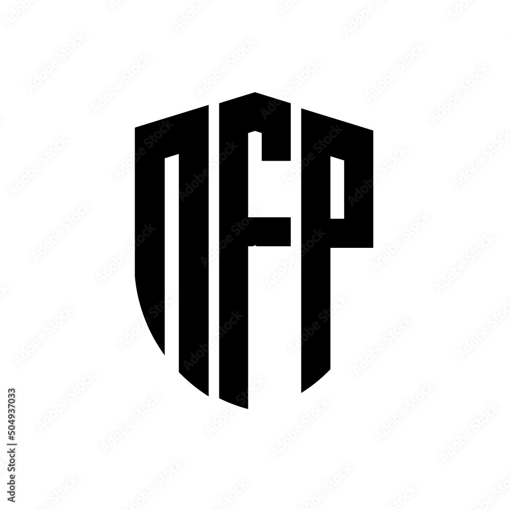 NFP letter logo design. NFP modern letter logo with black background ...