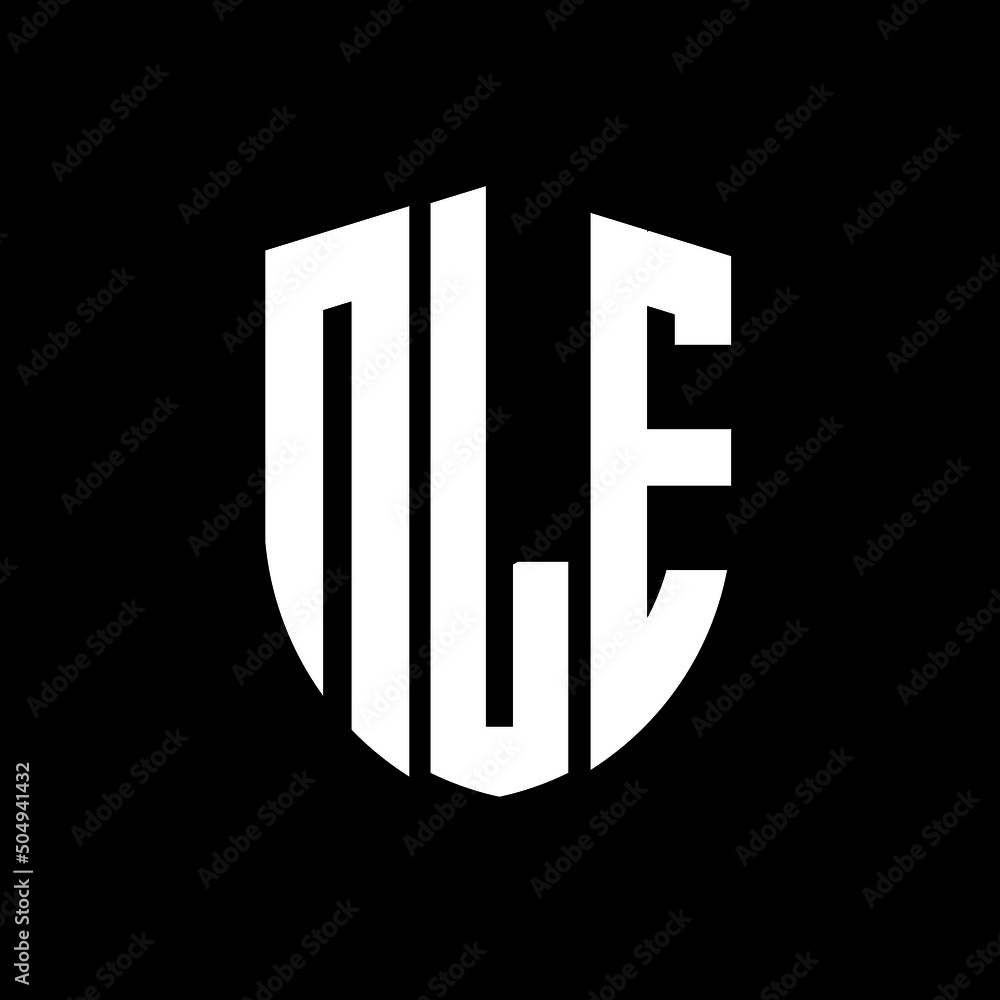 NLE letter logo design. NLE modern letter logo with black background ...