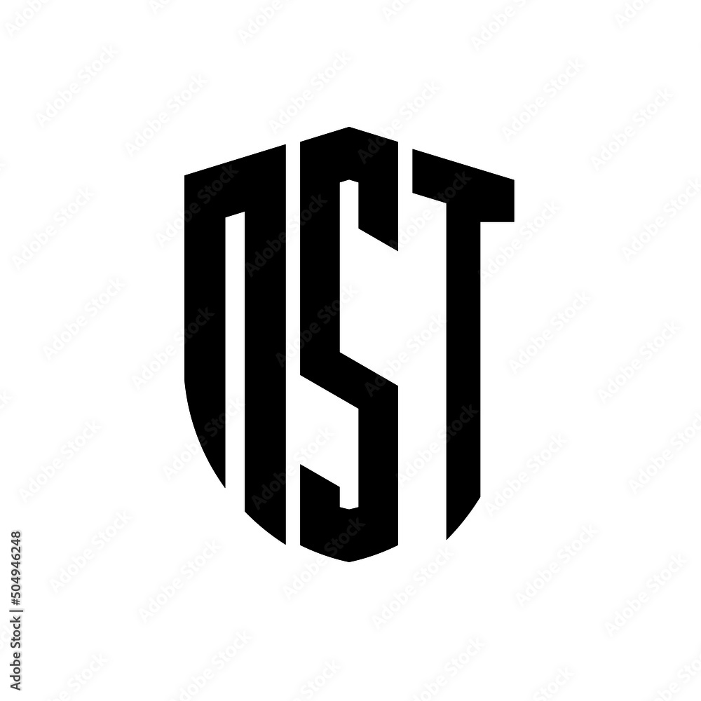 NST letter logo design. NST modern letter logo with black background ...