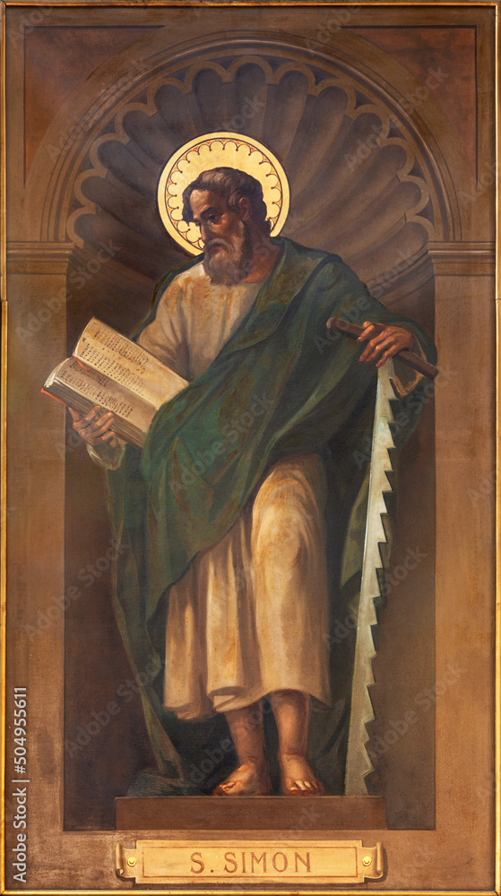 Foto de BARI, ITALY - MARCH 3, 2022: The fresco of St. Simon the ...