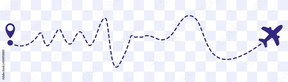 Airplane routes on white background. Romantic travel concept. Airplane ...