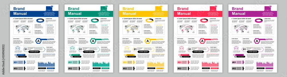 DIN A3 business brand manual templates set. Company identity brochure ...