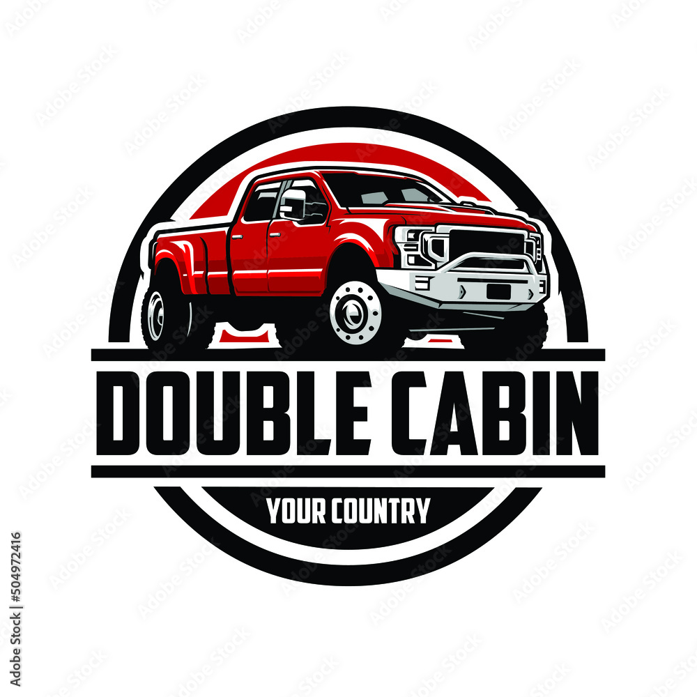 Double cabin emblem circle logo vector isolated in white background ...