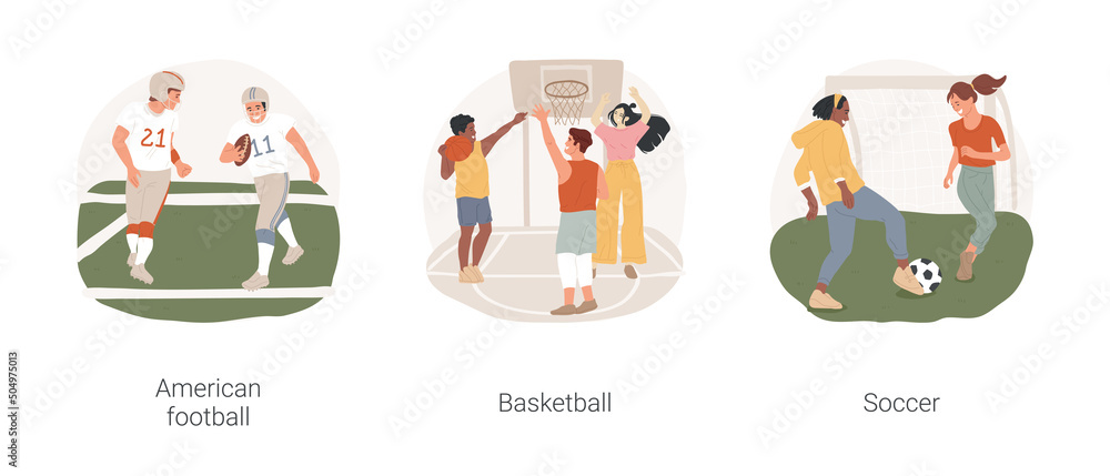 Physical education in high school isolated cartoon vector illustration ...