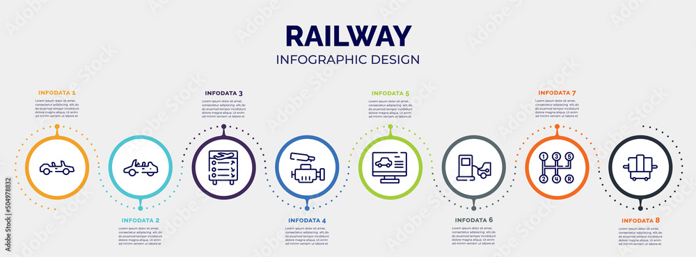infographic for railway concept. vector infographic template with icons ...