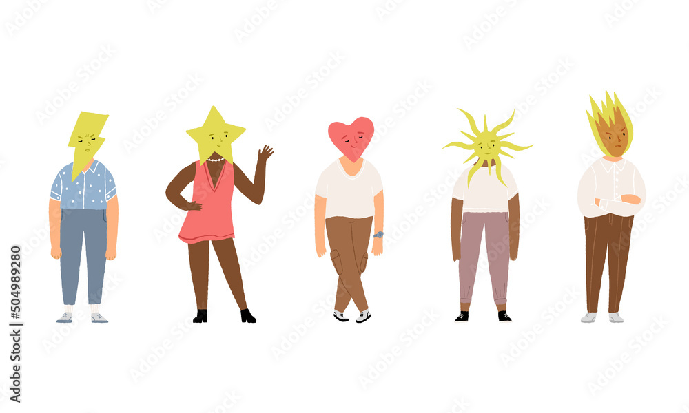 Symbolic characters with various temperaments, psychological types ...