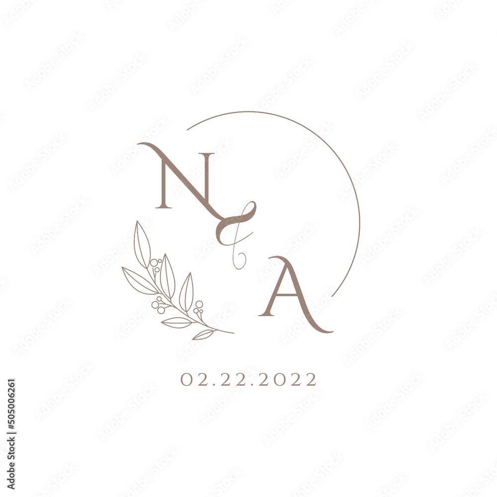 Letter NA wedding initial logo design Stock Vector | Adobe Stock