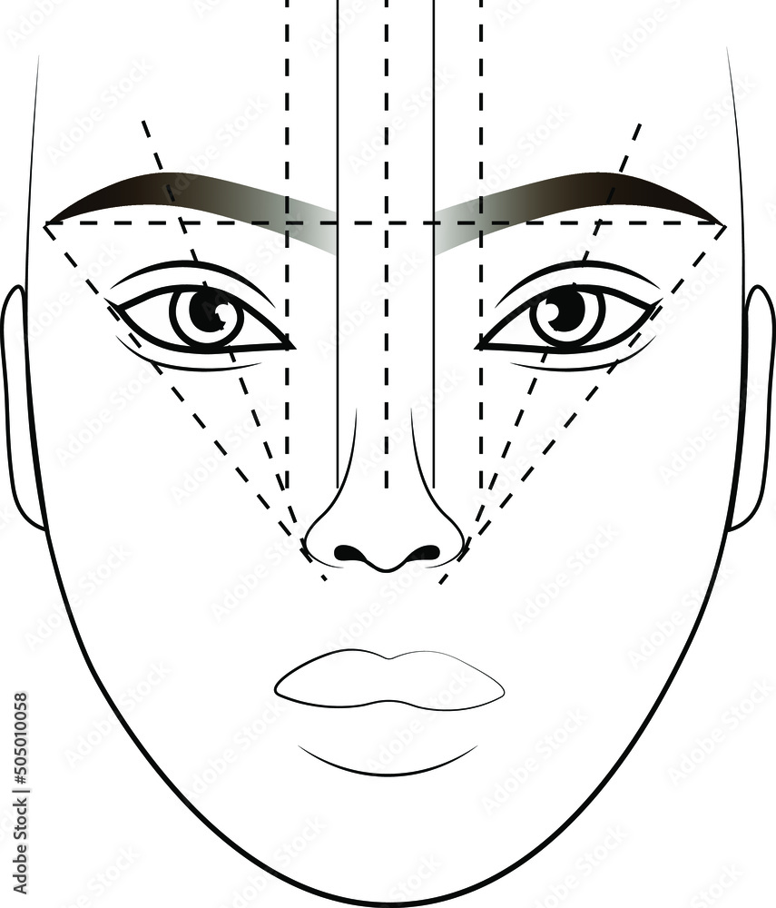 Face chart Blank. Eyebrows shaping. Makeup Artist Vector template ...