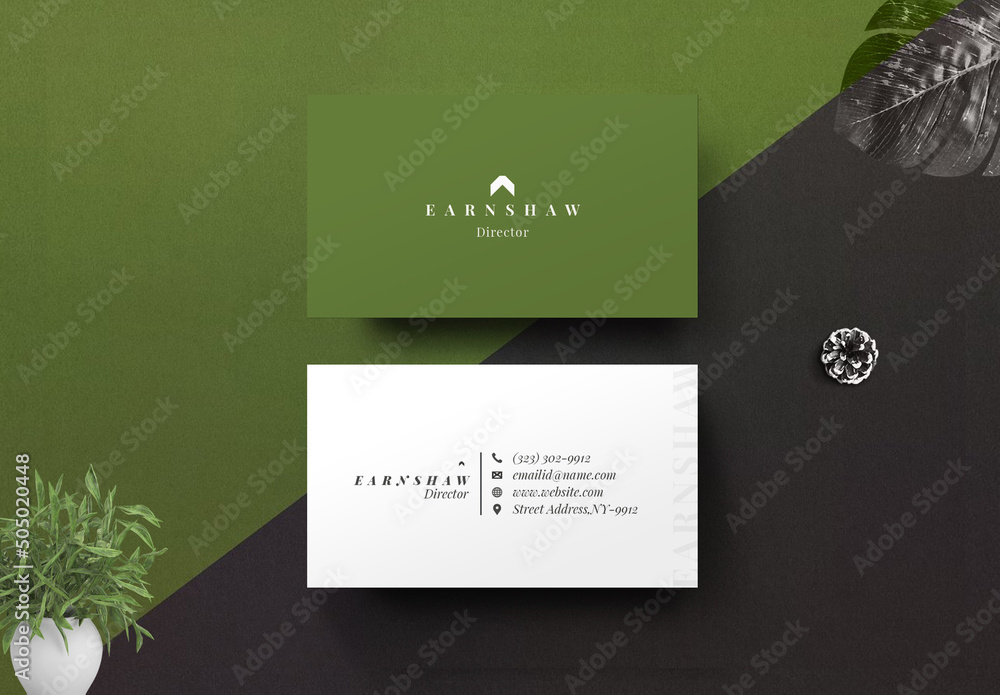 Simple Green Business Cards Layout Stock Template | Adobe Stock