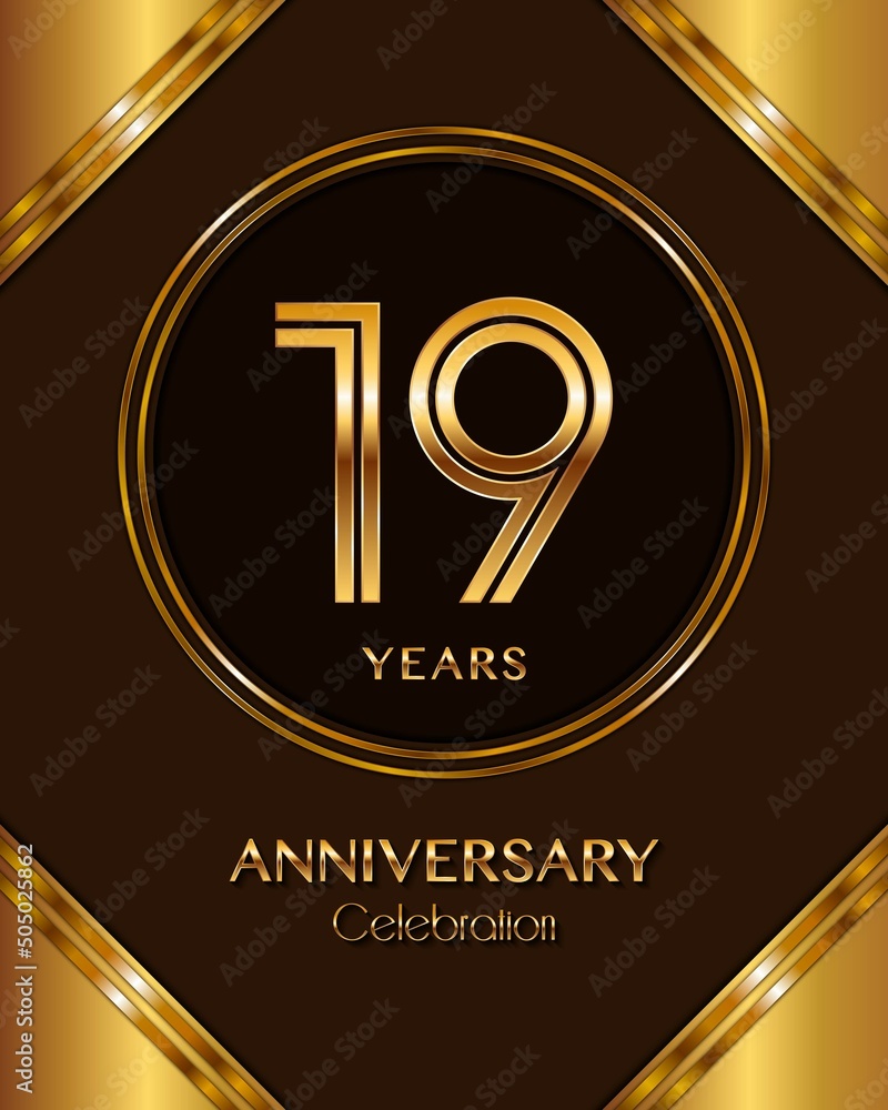 19 Years Anniversary logotype. Anniversary celebration template design ...