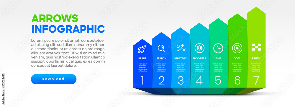 Presentation business arrow infographic template 7 options. Business ...