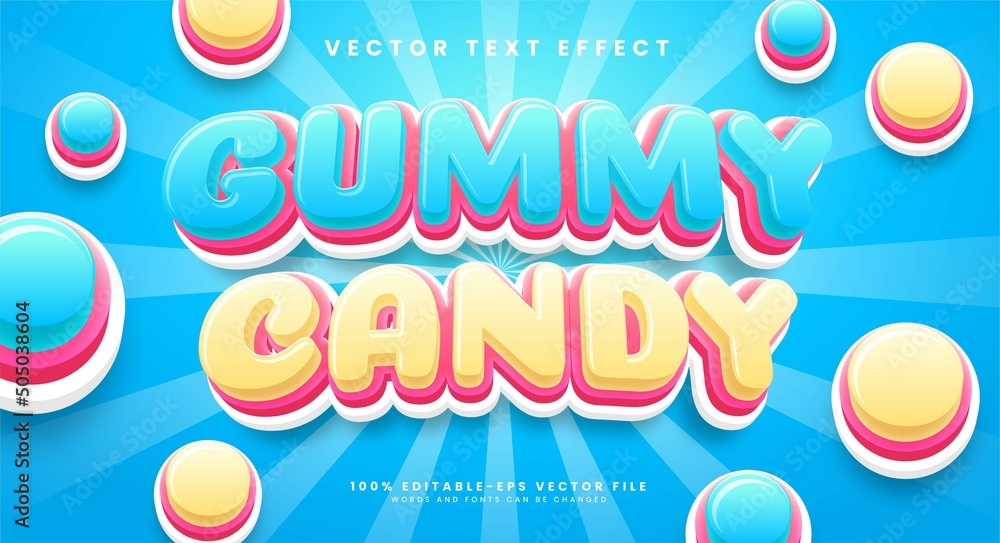 Gummy candy editable text effect suitable for sweet food menu. Stock ...