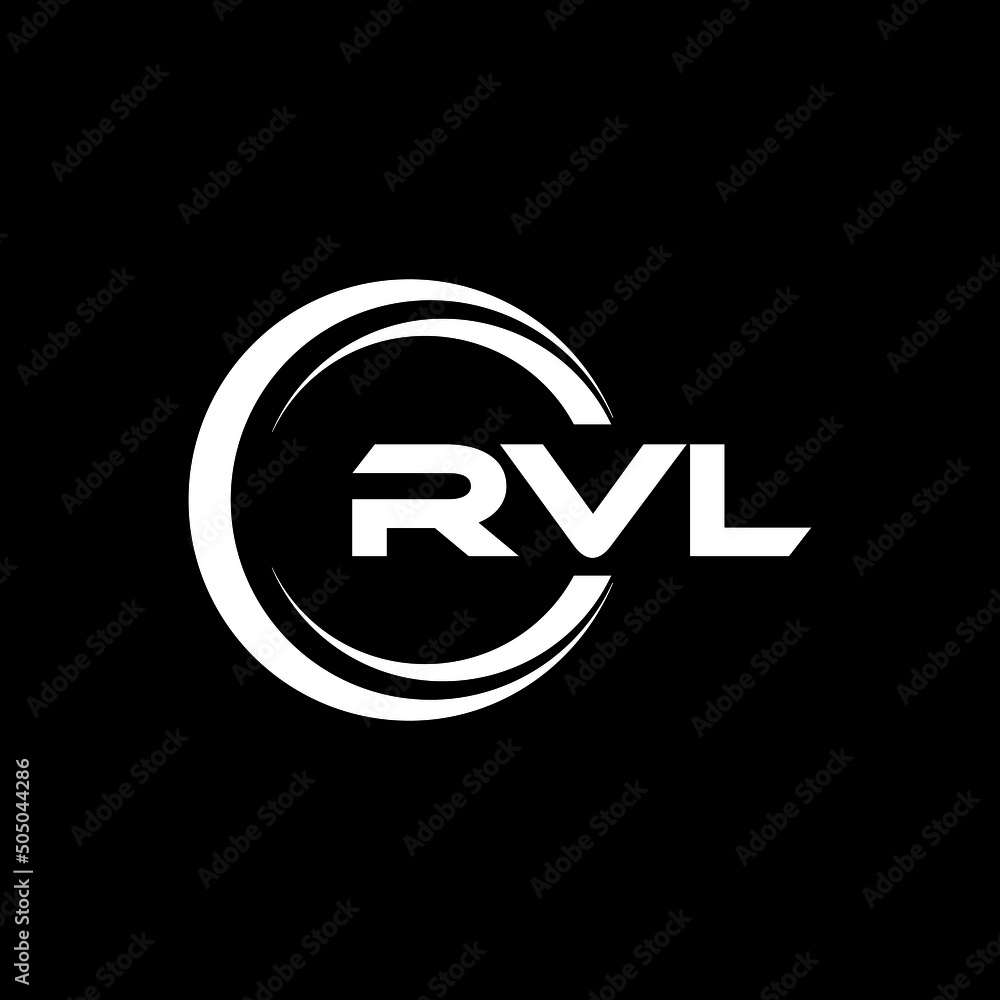 Vecteur Stock RVL letter logo design with black background in ...