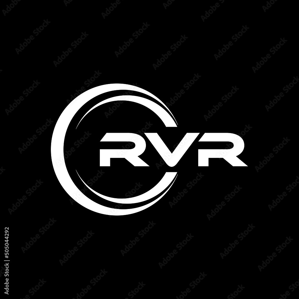 Vecteur Stock RVR letter logo design with black background in ...