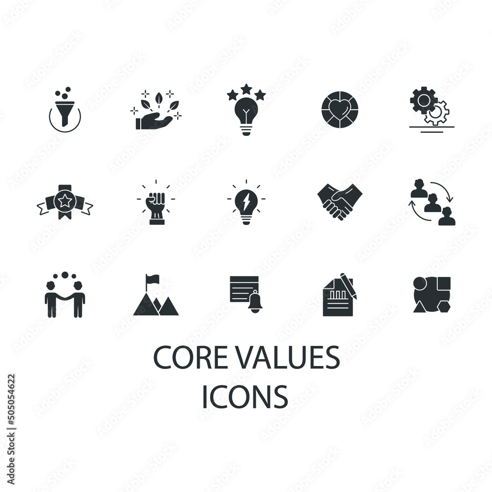core values icons set . core values pack symbol vector elements for ...