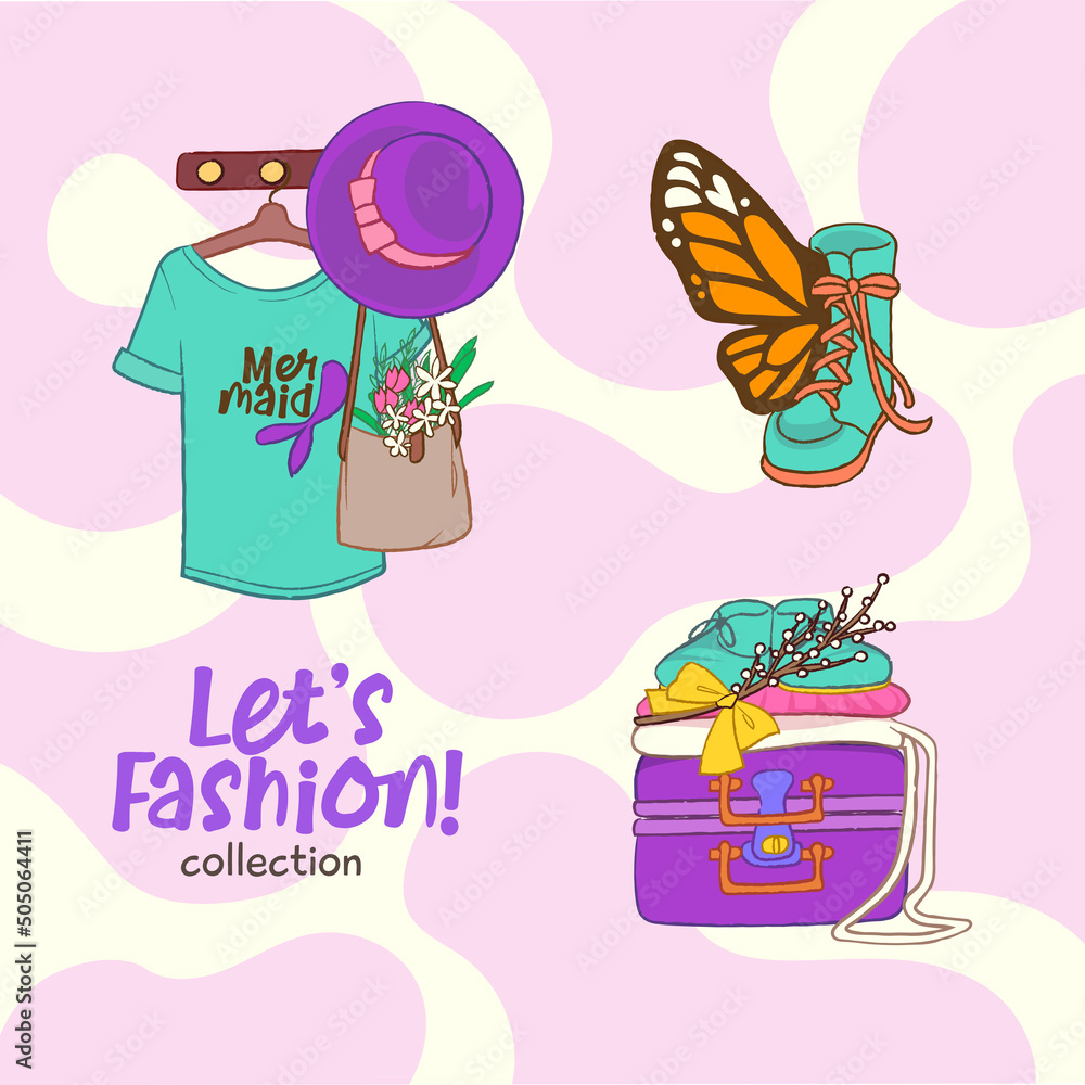 Cute fashion vector illustration collection Stock Vector | Adobe Stock