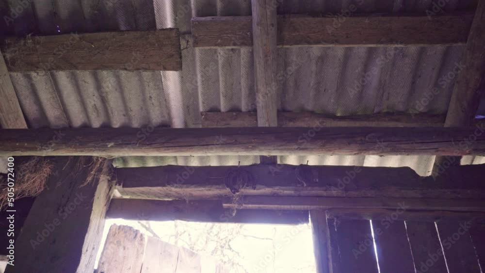 Abandoned barn. Dusty Creepy Barn Attic. Empty abandoned barn in ...
