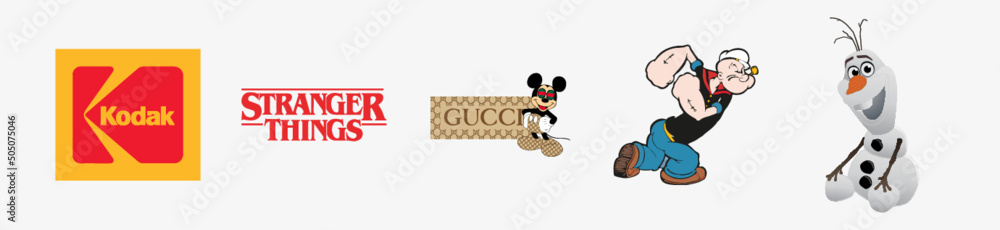 popeye Logo, Mickey Gucci Style Logo, Kodak Logo, Frozen Olaf Logo ...