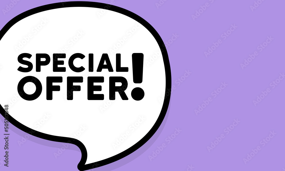 Speech bubble with Special offer text. Boom retro comic style. Pop art ...