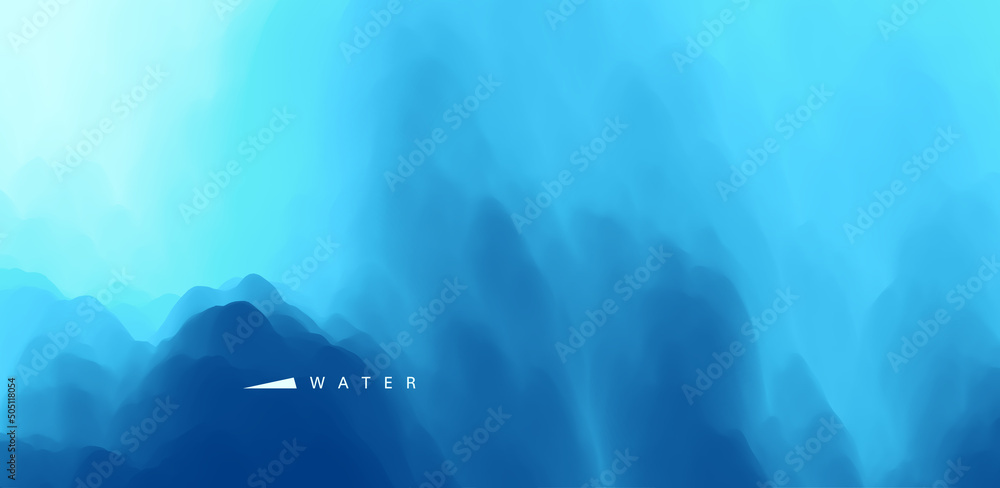 Blue abstract ocean seascape. Sea surface. Realistic landscape with ...