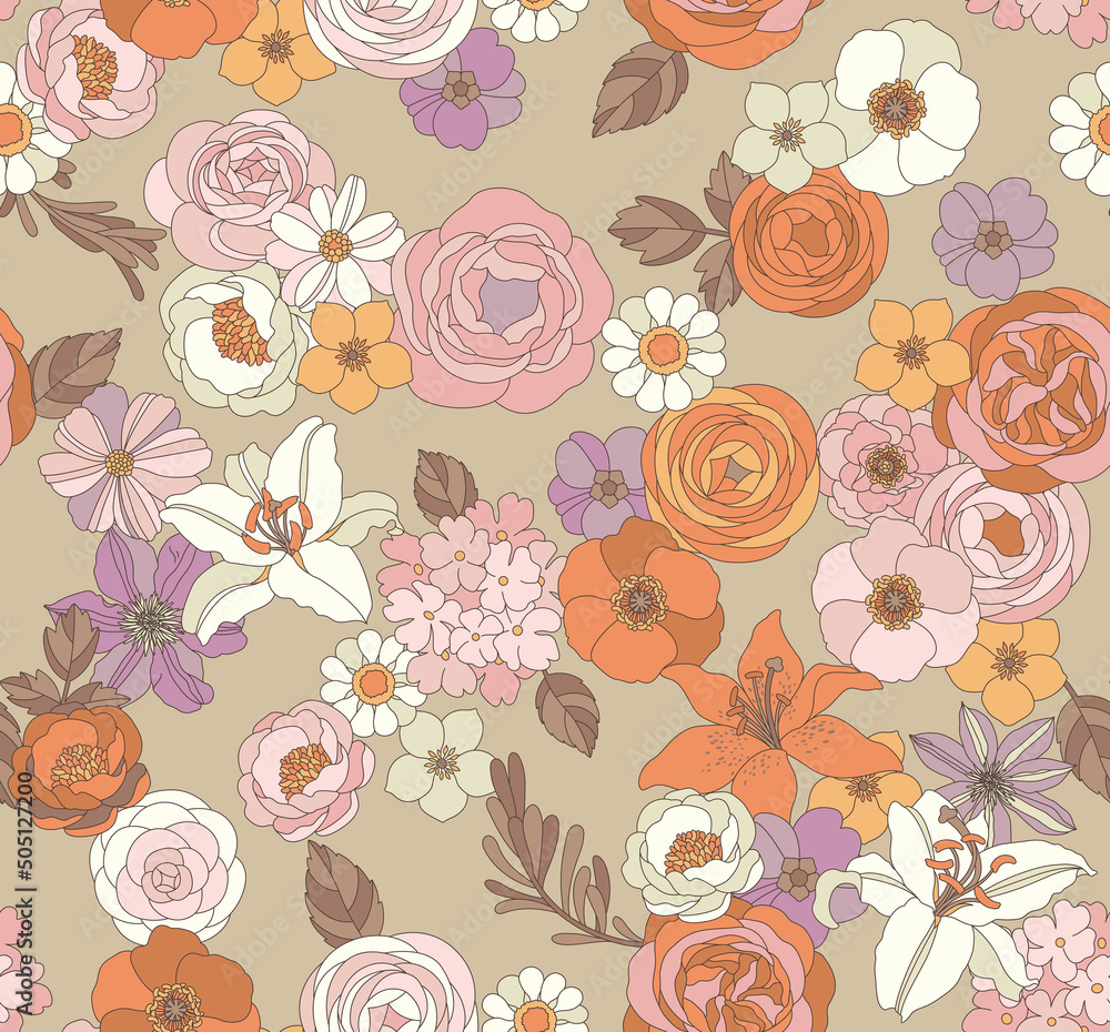 Floral seamless pattern for textile, wrapping paper and wallpaper ...