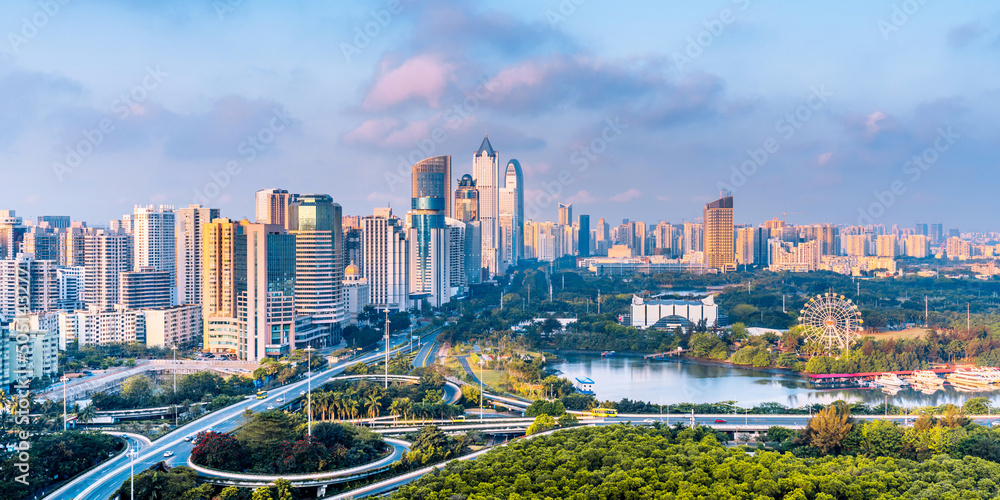 High-angle architectural scenery of Haikou International Trade CBD and ...