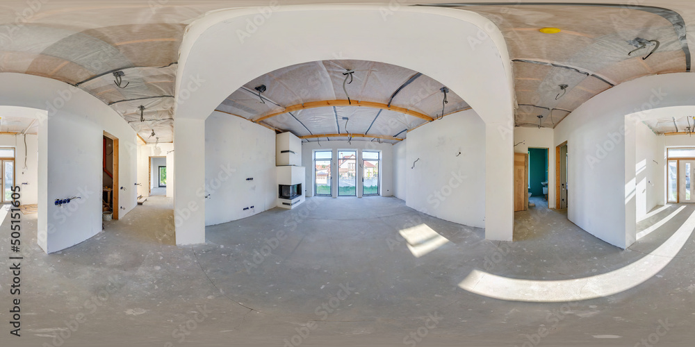 full seamless spherical 360 hdri panorama view in modern entrance hall ...