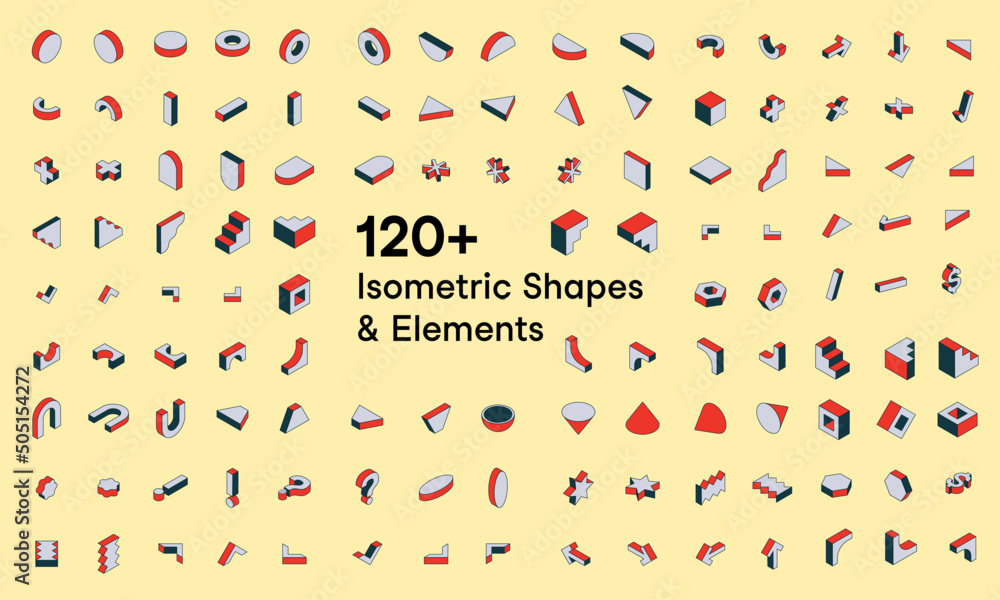 120 + Isometric Shapes and Elements Stock Vector | Adobe Stock
