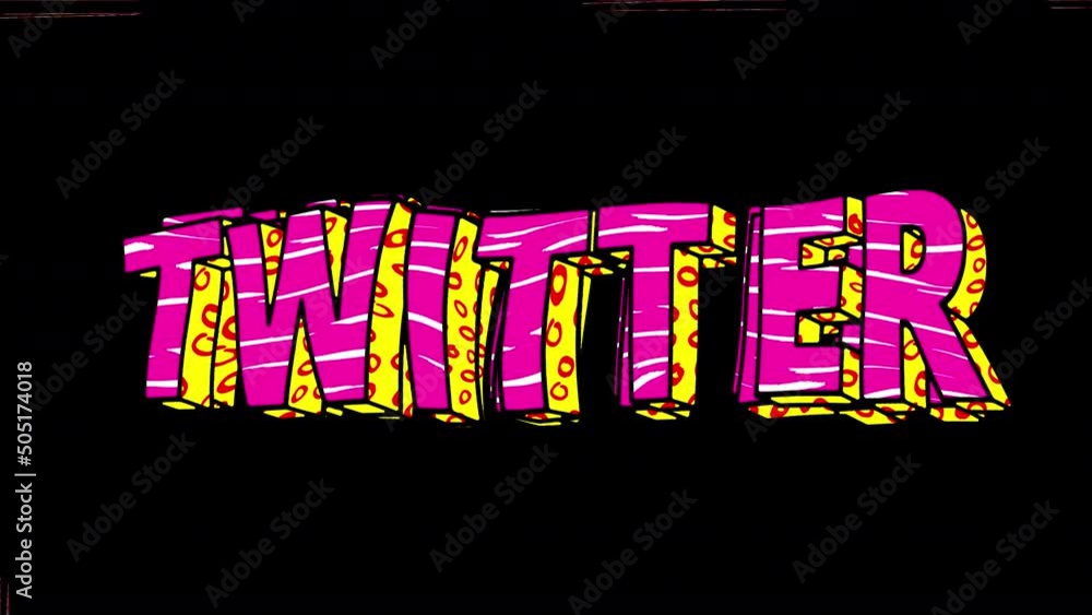 Seamless funny animation extruded letters in comic style, fluorescent ...