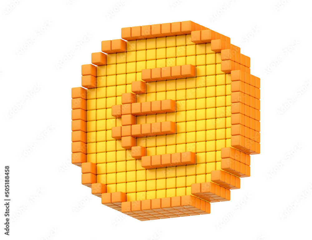 Euro coin in pixel art 3d render ilustração do Stock | Adobe Stock